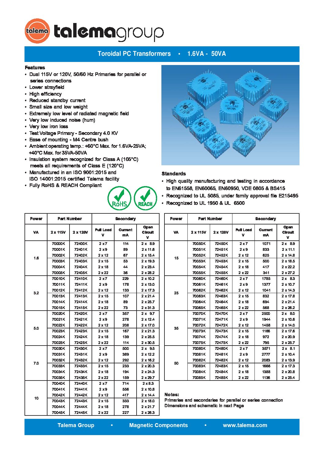 TALEMA PCB Transformers 1.6-50VA | PVD-AUDIO